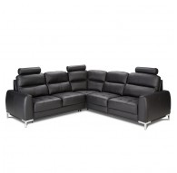 Lino Bespoke Corner Sofa Bed Black Leather | J&B Furniture