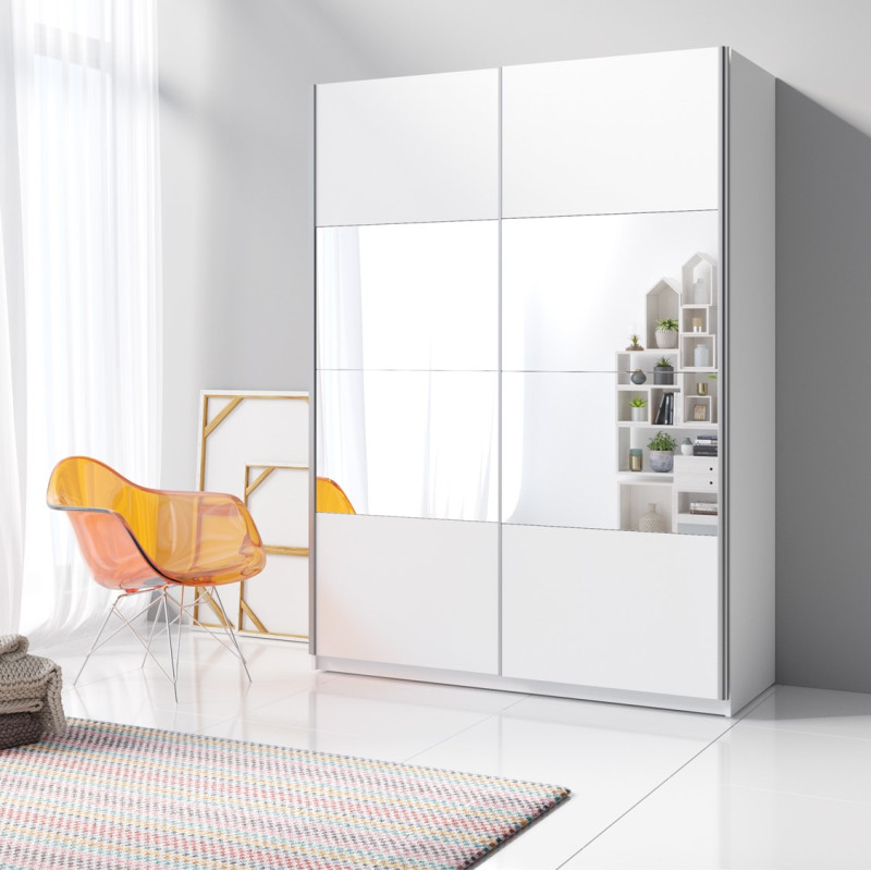 Beta Sliding Wardrobe 120cm White | J&B Furniture