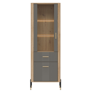 Tall Display Cabinet in Gray & Oak | Display Cabinets Ireland